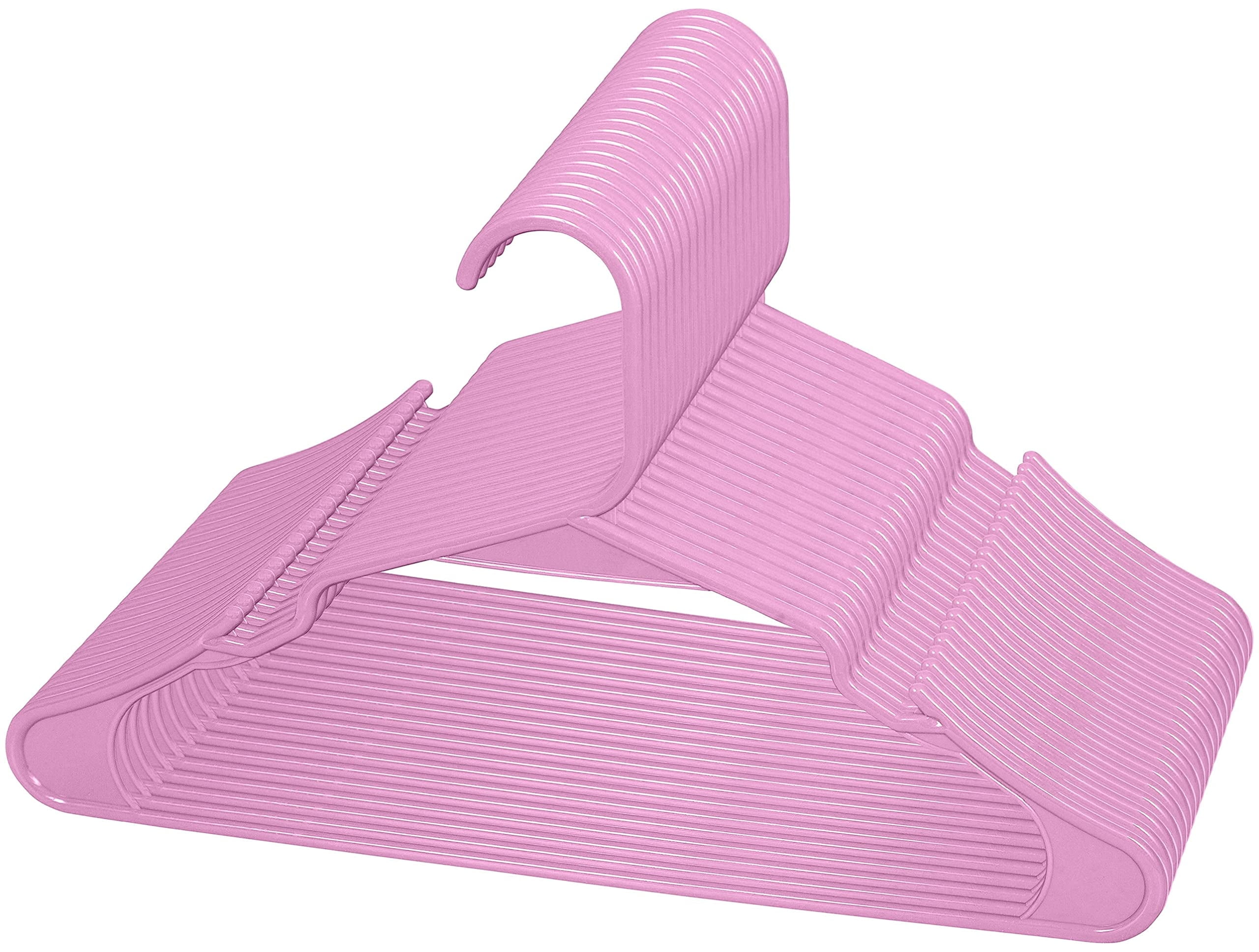 ROYALE 20 Pack Pink Plastic Hangers for Clothes - Heavy Duty Plastic ...