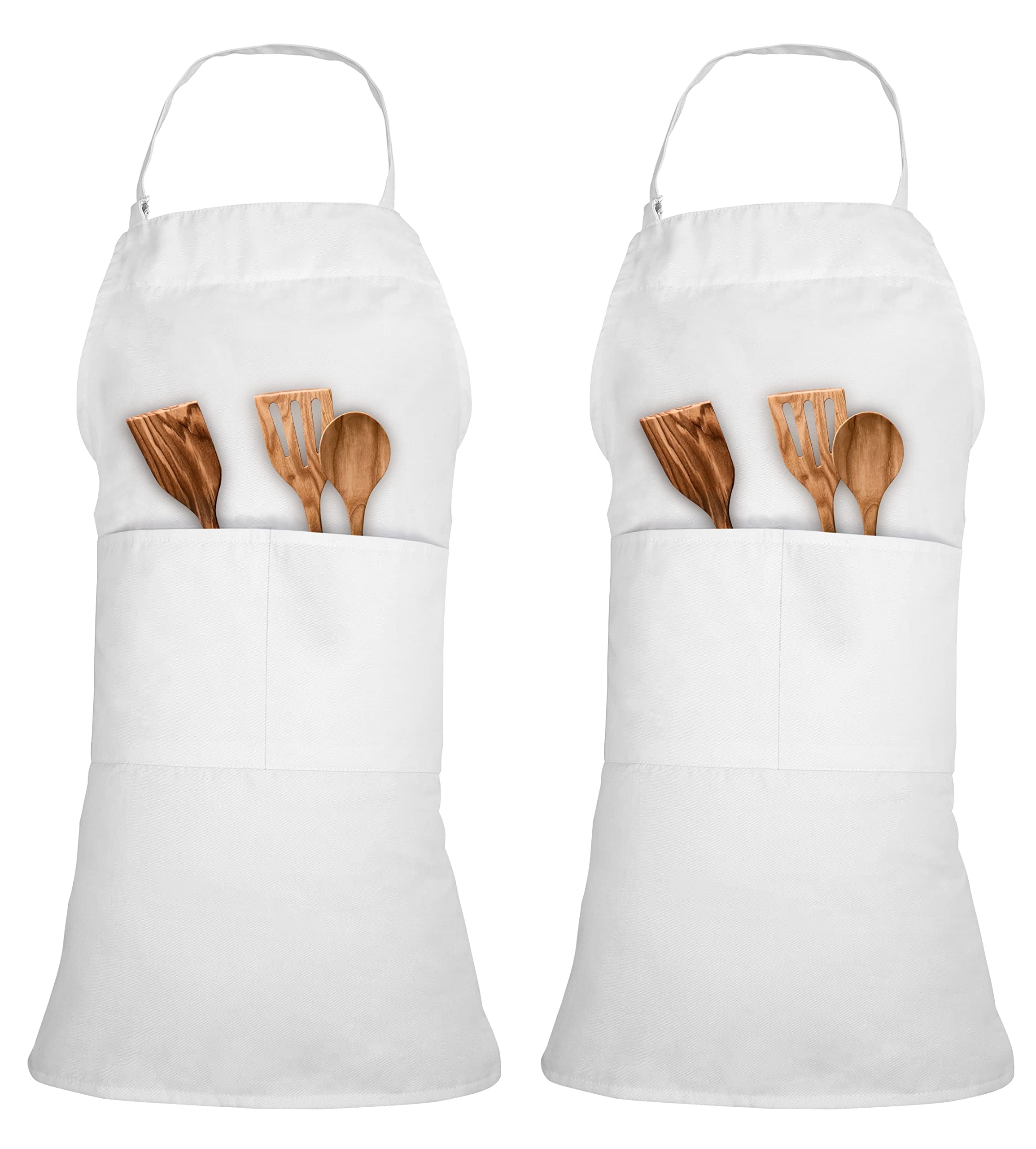 ROYALE LINENS 2 Pack Adjustable Bib Apron with 2 Pockets - Chef Cooking ...