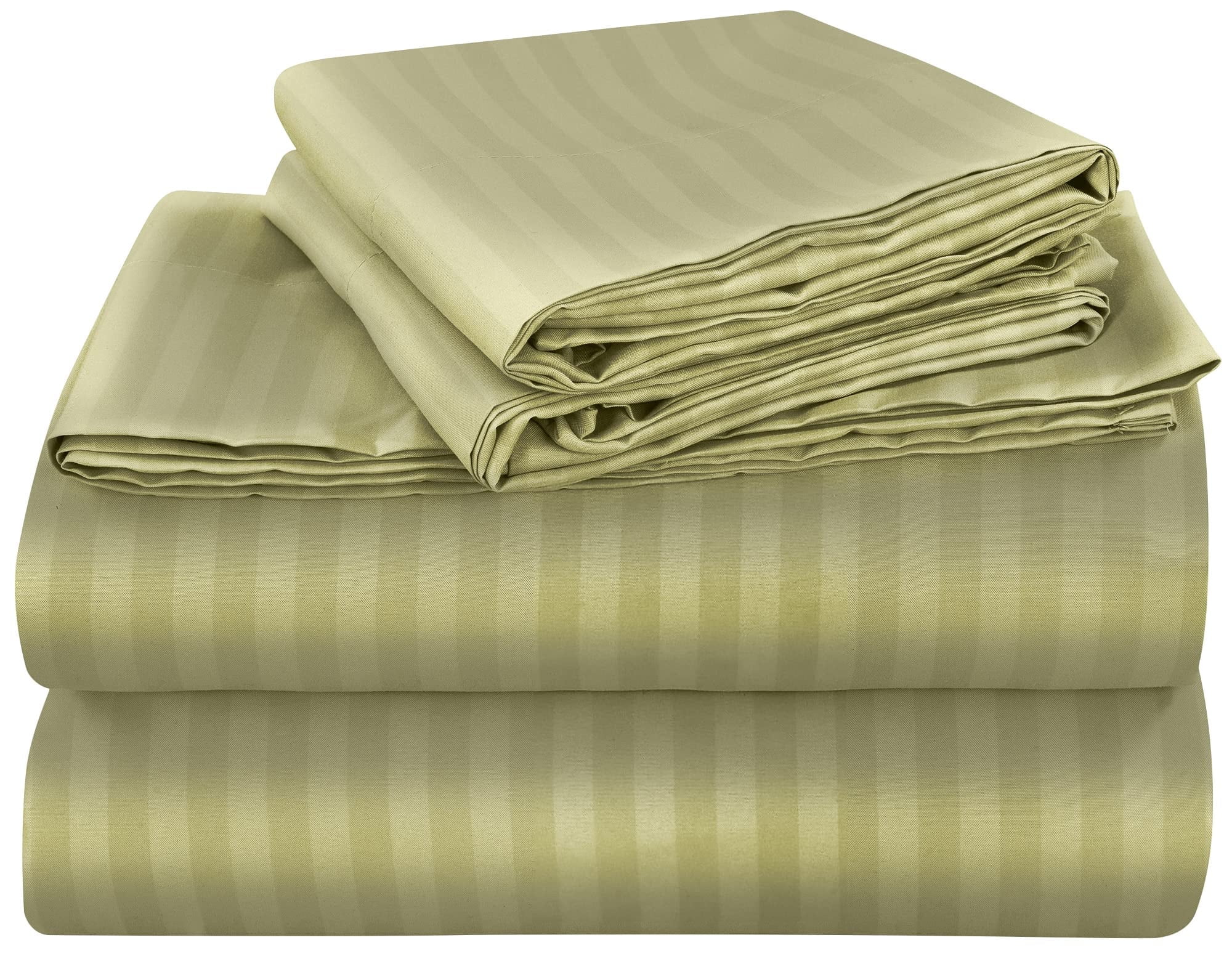 ROYALE LINENS Striped Bed Sheet Set - Microfiber 1800 Bedding - 1 Fitted Sheet, 1 Flat Sheet, 2 ...