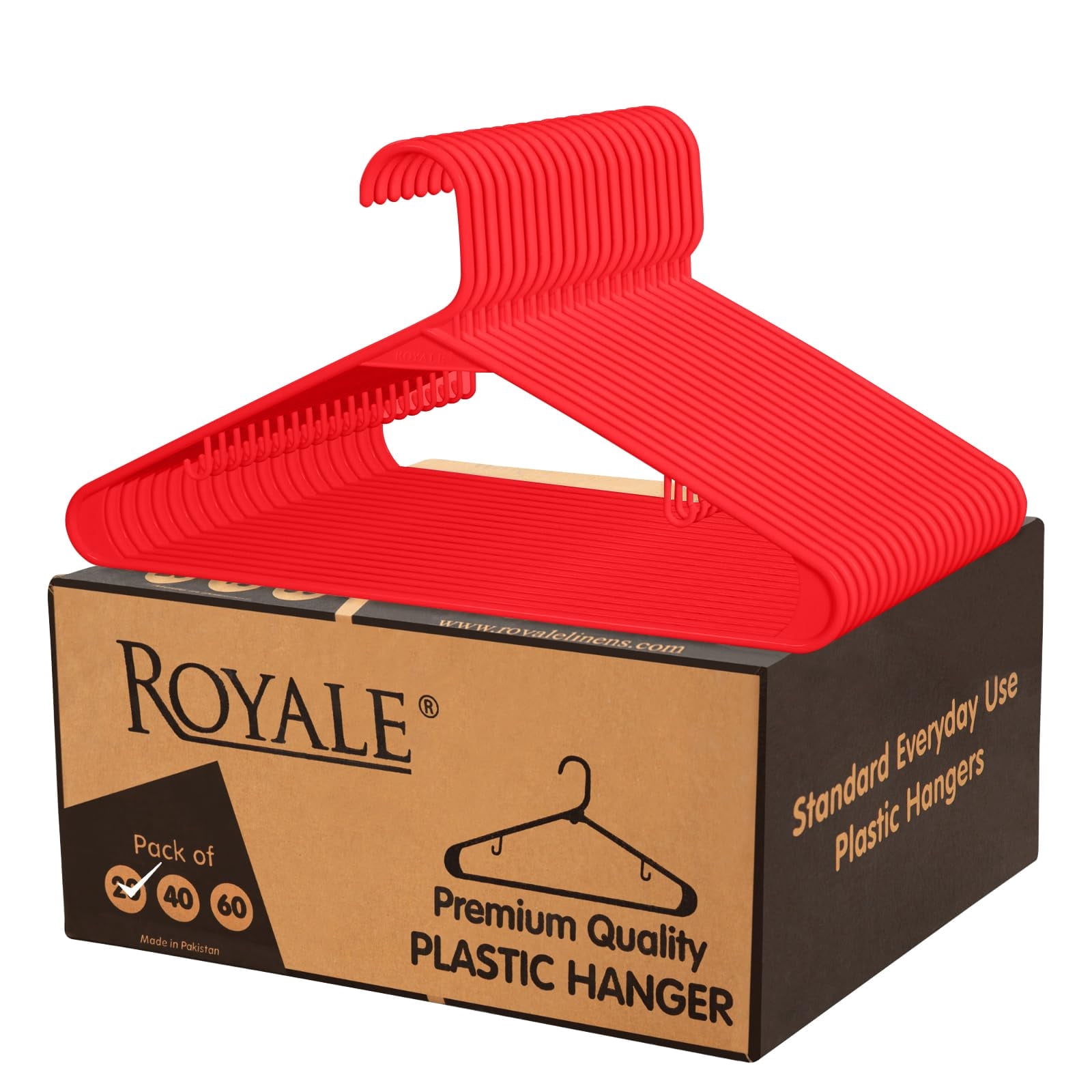ROYALE Plastic Hangers 20 Pack - Red Plastic Hangers - Clothes Hanger ...