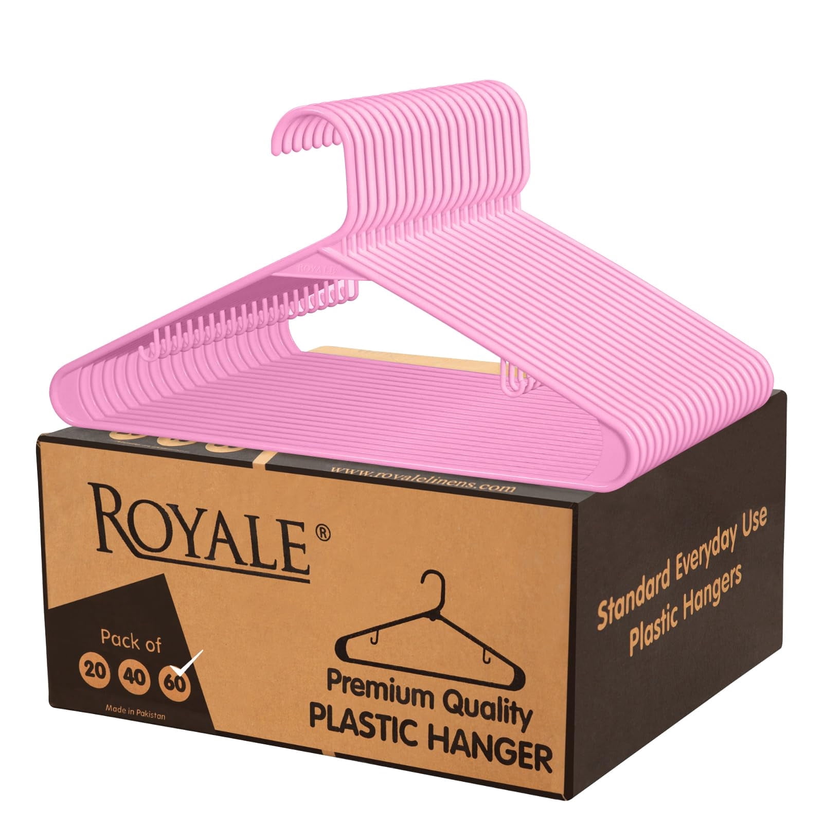 ROYALE Plastic Hangers 60 Pack - Pink Plastic Hangers - Clothes Hanger ...