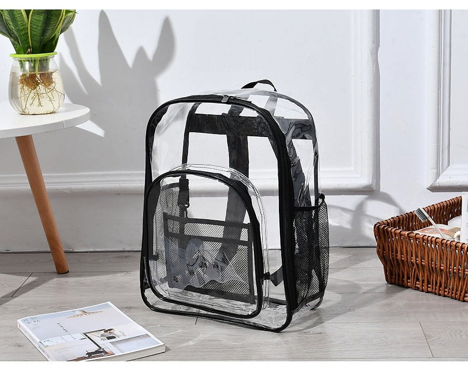ROYALE black Water-Resistant Plastic Transparent Backpack - Sturdy PVC ...