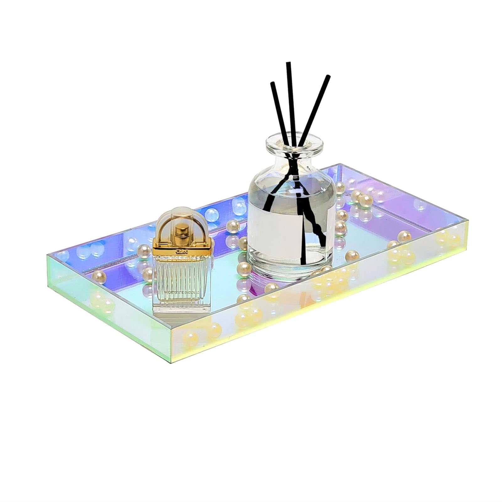 ROYALITA Iridescent Acrylic Vanity Tray 10x5 Inch - Small Acrylic Trays ...