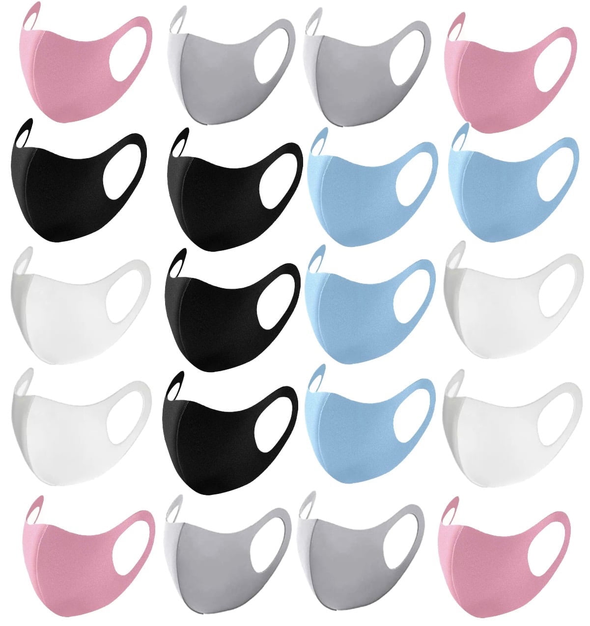 ROYALZE 20 Pack Reusable Face Masks, Unisex, Breathable and Dust Proof ...