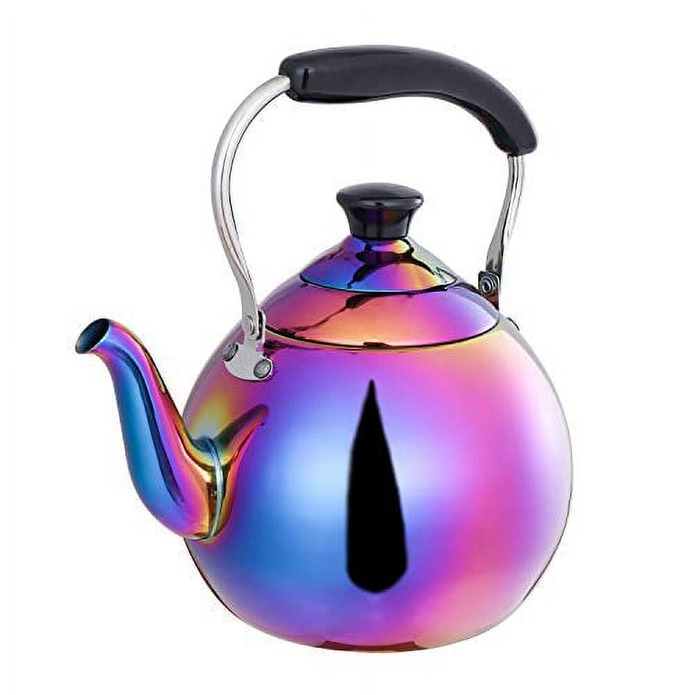 ROYDOM Whistling Tea Kettle Stainless Steel Teapot, 2-Liter Rainbow ...