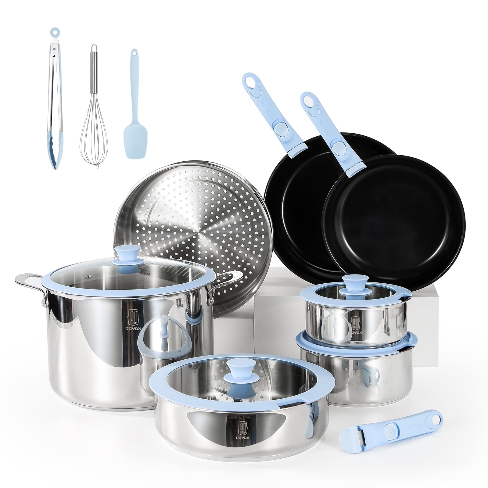 ROYDX 25 Piece Induction Compatible Stainless Steel Cookware Set ...