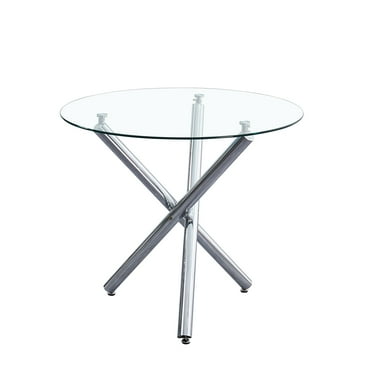 Emma + Oliver 42'' Round Glass Dining Table with Black Metal Frame ...