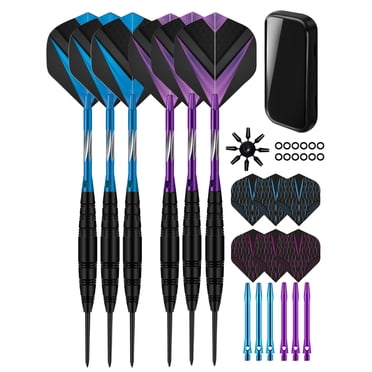 WINSDART Steel Tip Darts Set 12 Pack 22 Grams with 2 Style Flights and ...