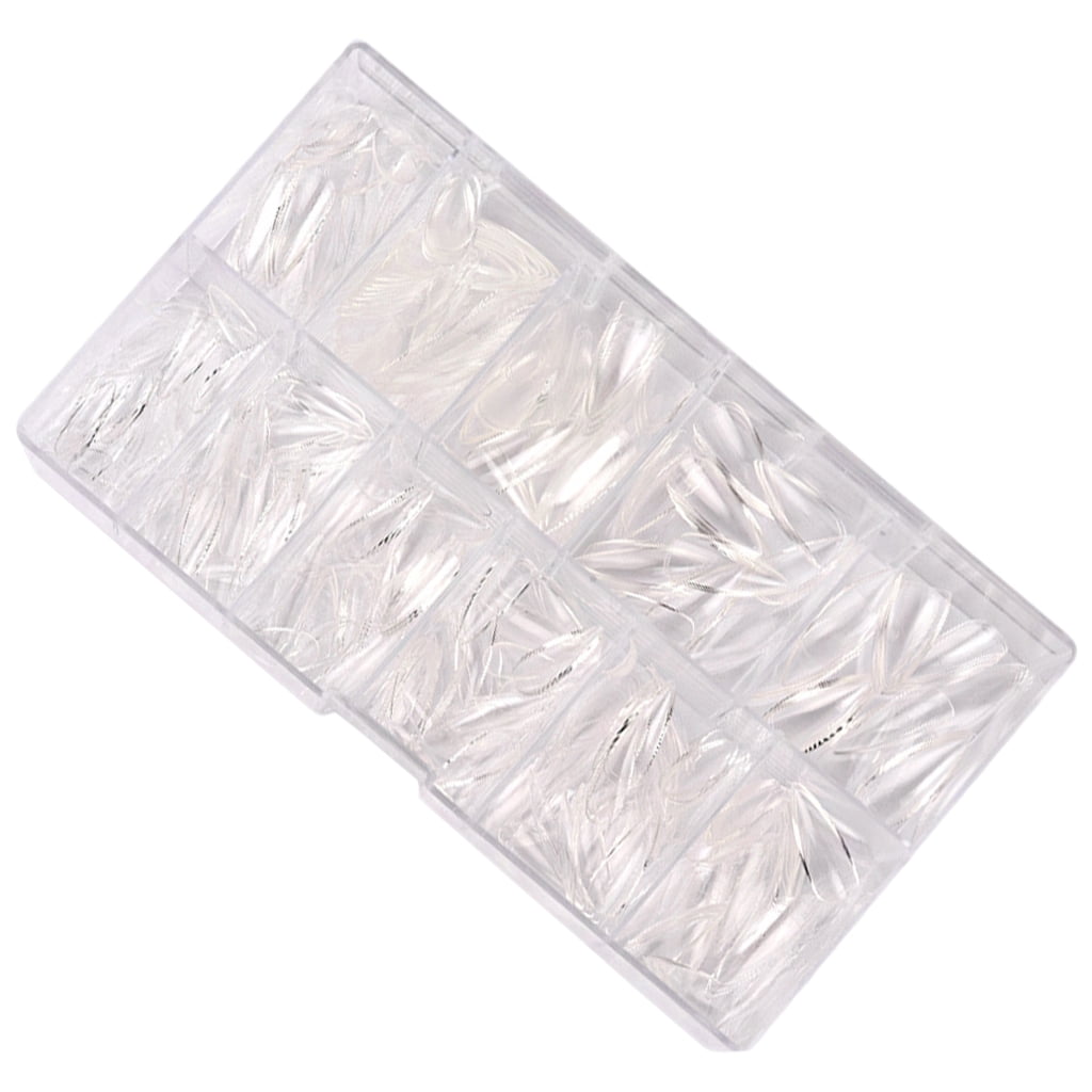 ROZYARD 1Box Long Fake Nails Clear Acrylic Nail Tips Almond/Stilettos ...