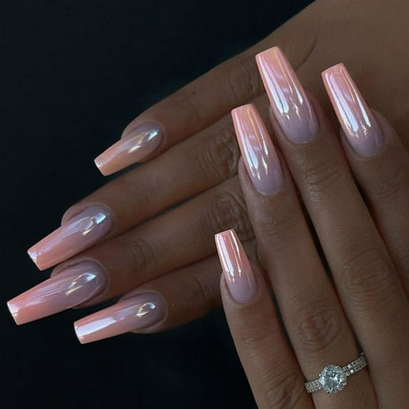 ROZYARD 24Pcs Fashionable Long Square French Gradient False Nail ...