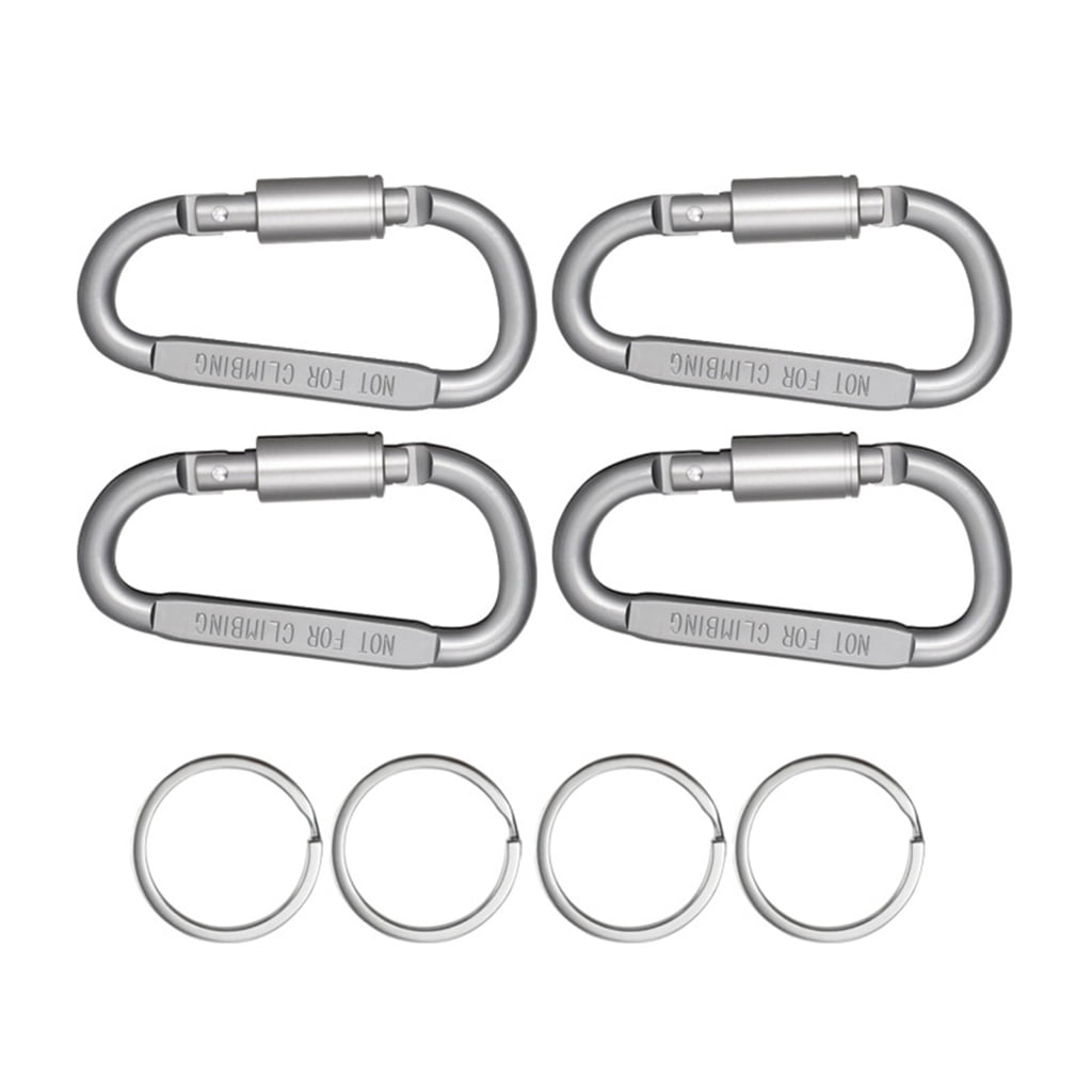 ROZYARD 4Pcs D-Rings Locking Carabiner Clip Hook Aluminum D Rings Key ...