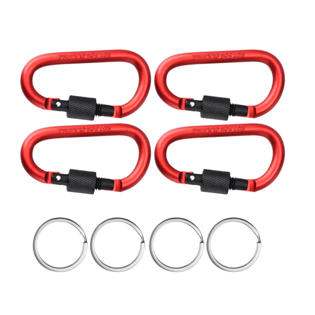 ROZYARD 4Pcs D-Rings Locking Carabiner Clip Hook Aluminum D Rings Key ...