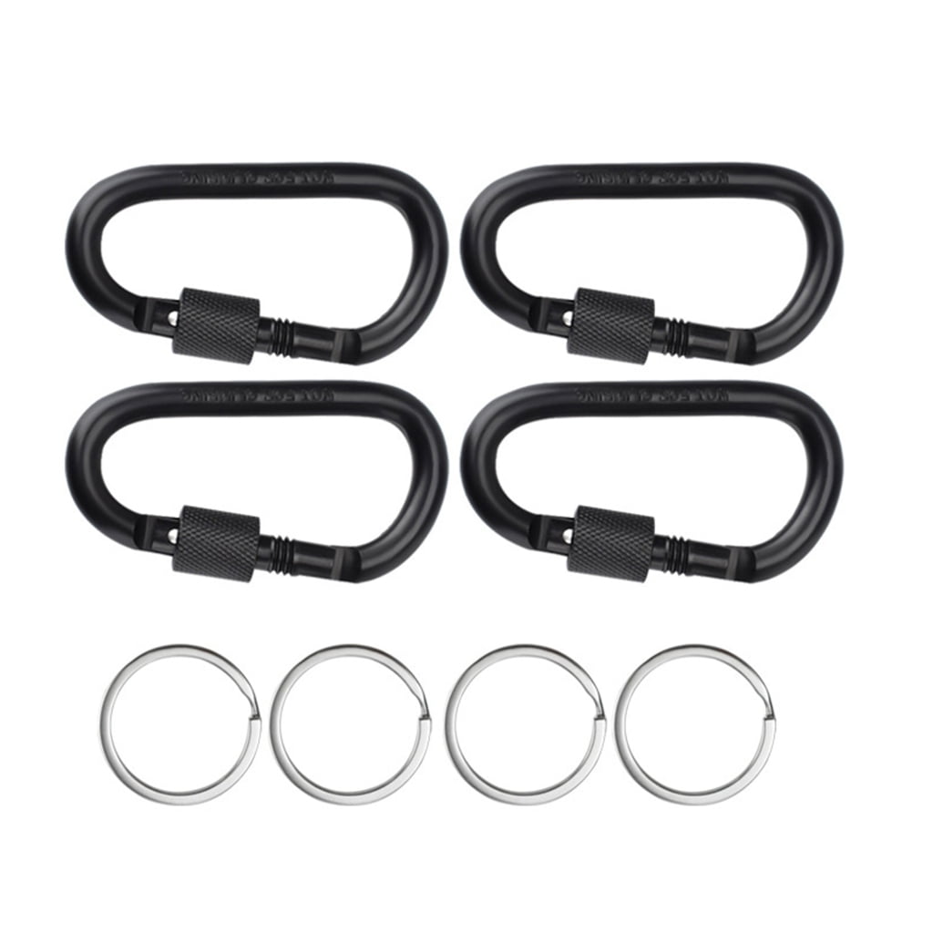 ROZYARD 4Pcs D-Rings Locking Carabiner Clip Hook Aluminum D Rings Key ...
