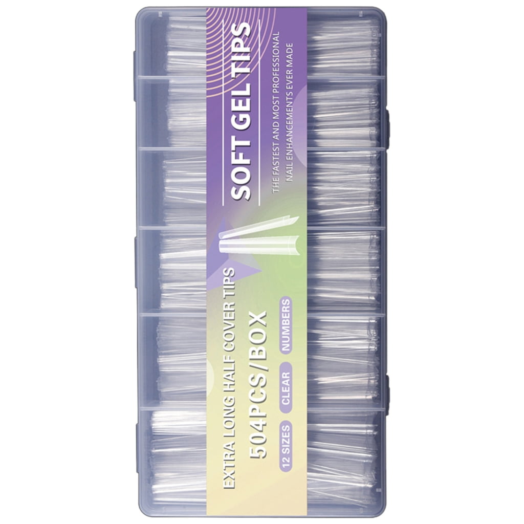 ROZYARD 504x Extra Long Full Cover Tips Clear Nail Tips Soft Gels Tips ...