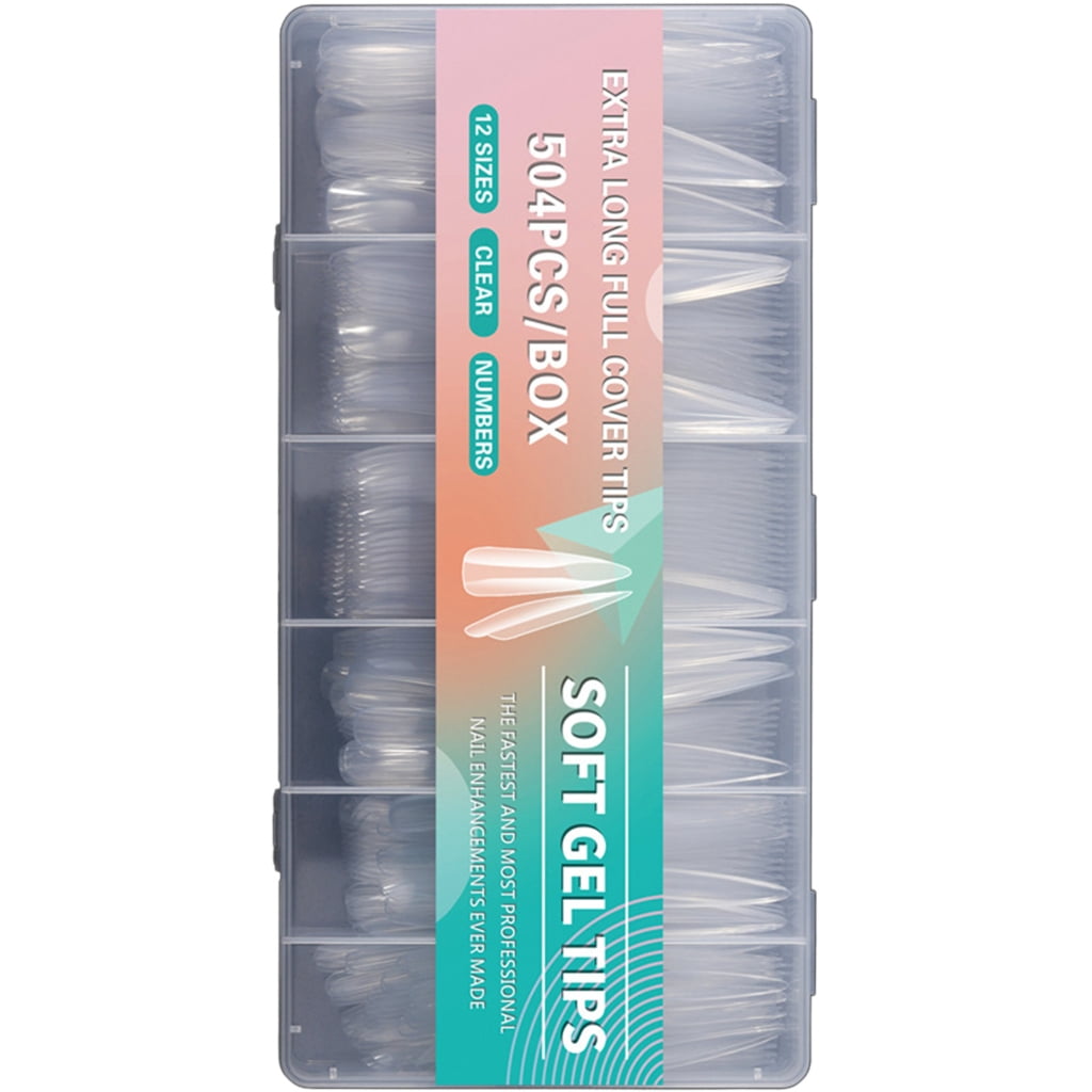 ROZYARD 504x Extra Long Full Cover Tips Clear Nail Tips Soft Gels Tips ...