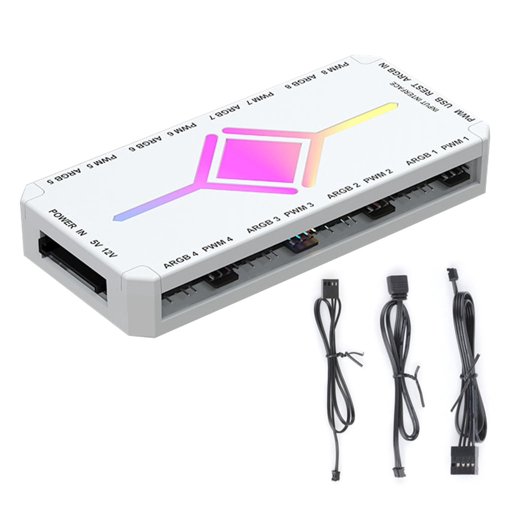 ROZYARD 5V ARGB PWM Fan Hubs 8Ports Magnetic Mounting for PC Case Fan ...