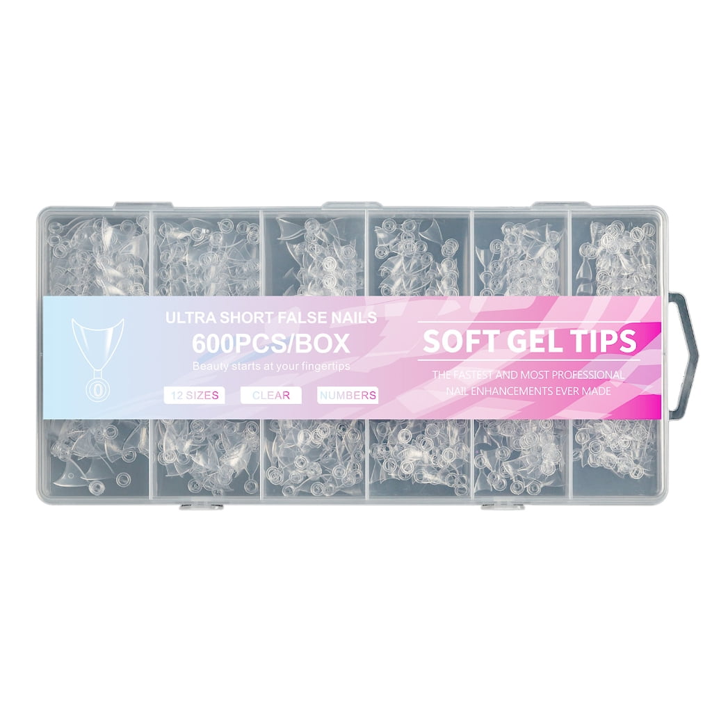ROZYARD 600 Pcs Clear Nail Tips for Acrylic Nails Soft Gels Tips Short ...