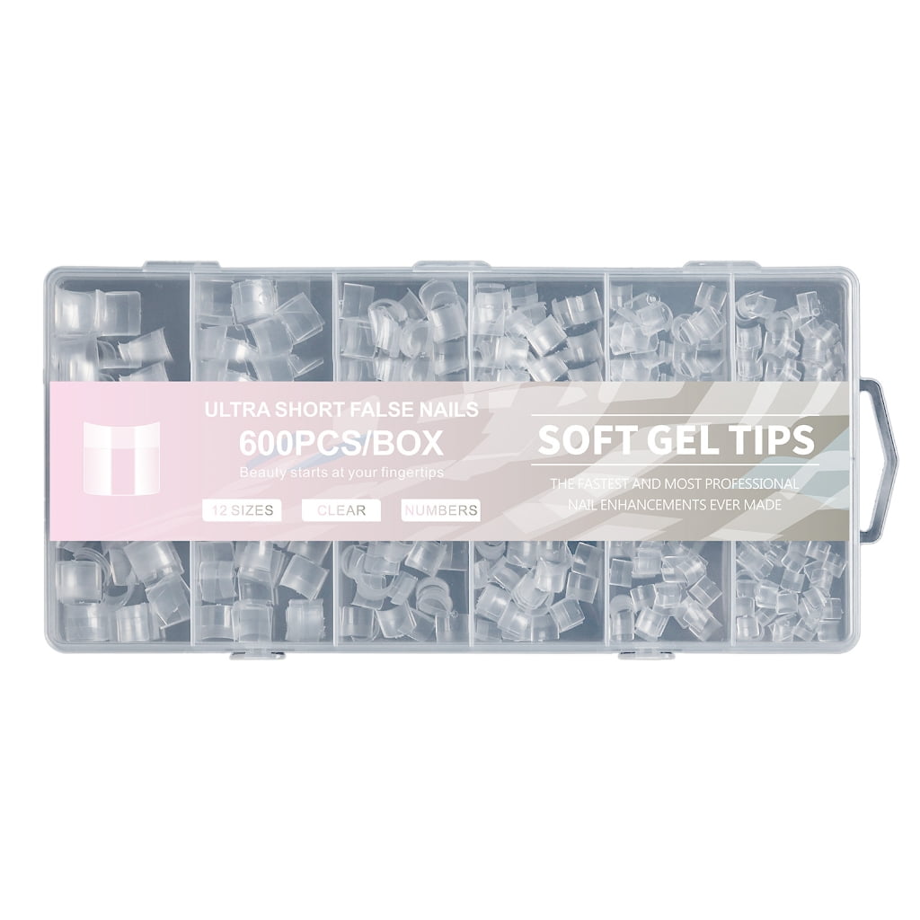 ROZYARD 600 Pcs Clear Nail Tips for Acrylic Nails Soft Gels Tips Short ...