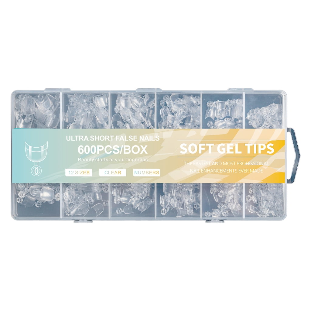 ROZYARD 600 Pcs Clear Nail Tips for Acrylic Nails Soft Gels Tips Short ...