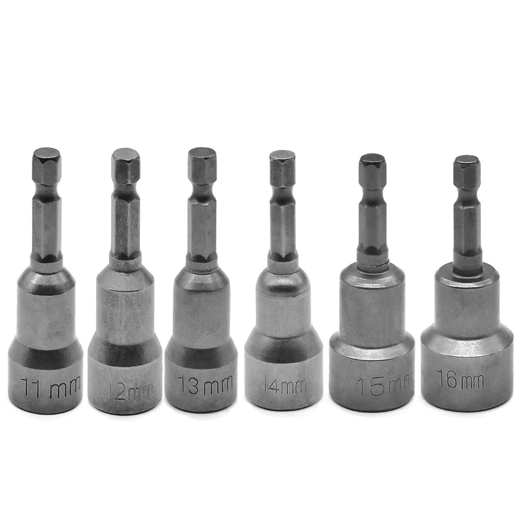 ROZYARD 6x Hex Socket Sleeve Nut Driver Nozzles Set Power Nuts Driver ...
