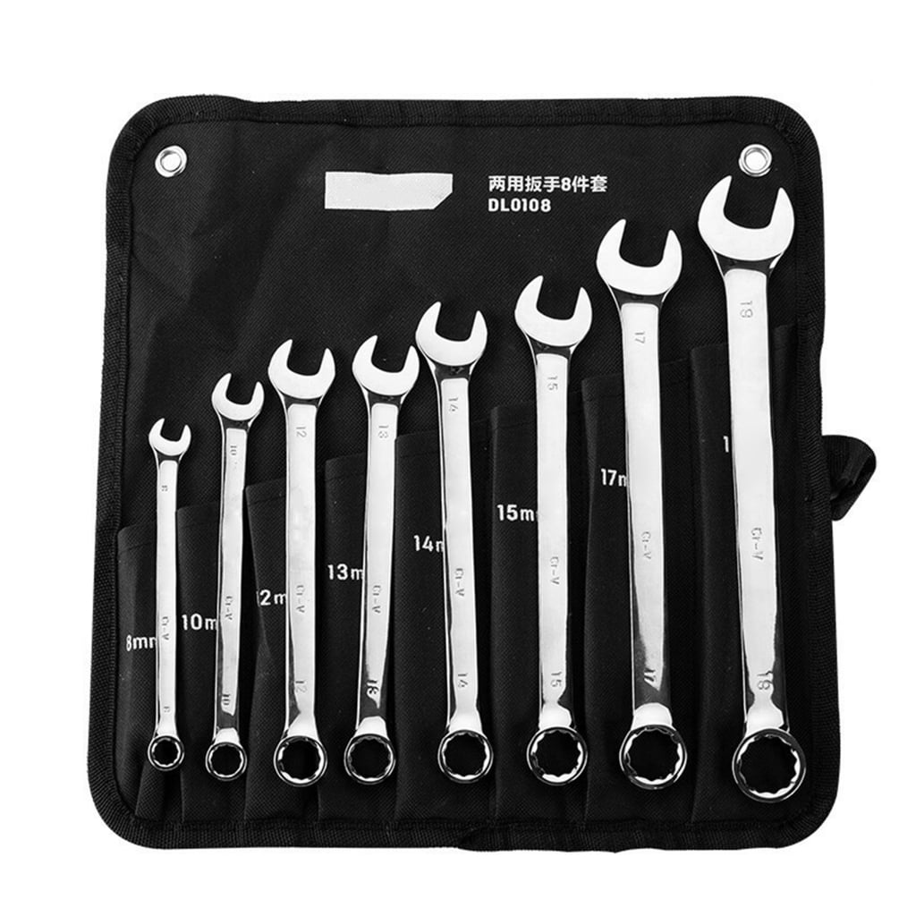 ROZYARD 8Pcs Ratchet Gears Wrench Set Reversible Combination Open End ...