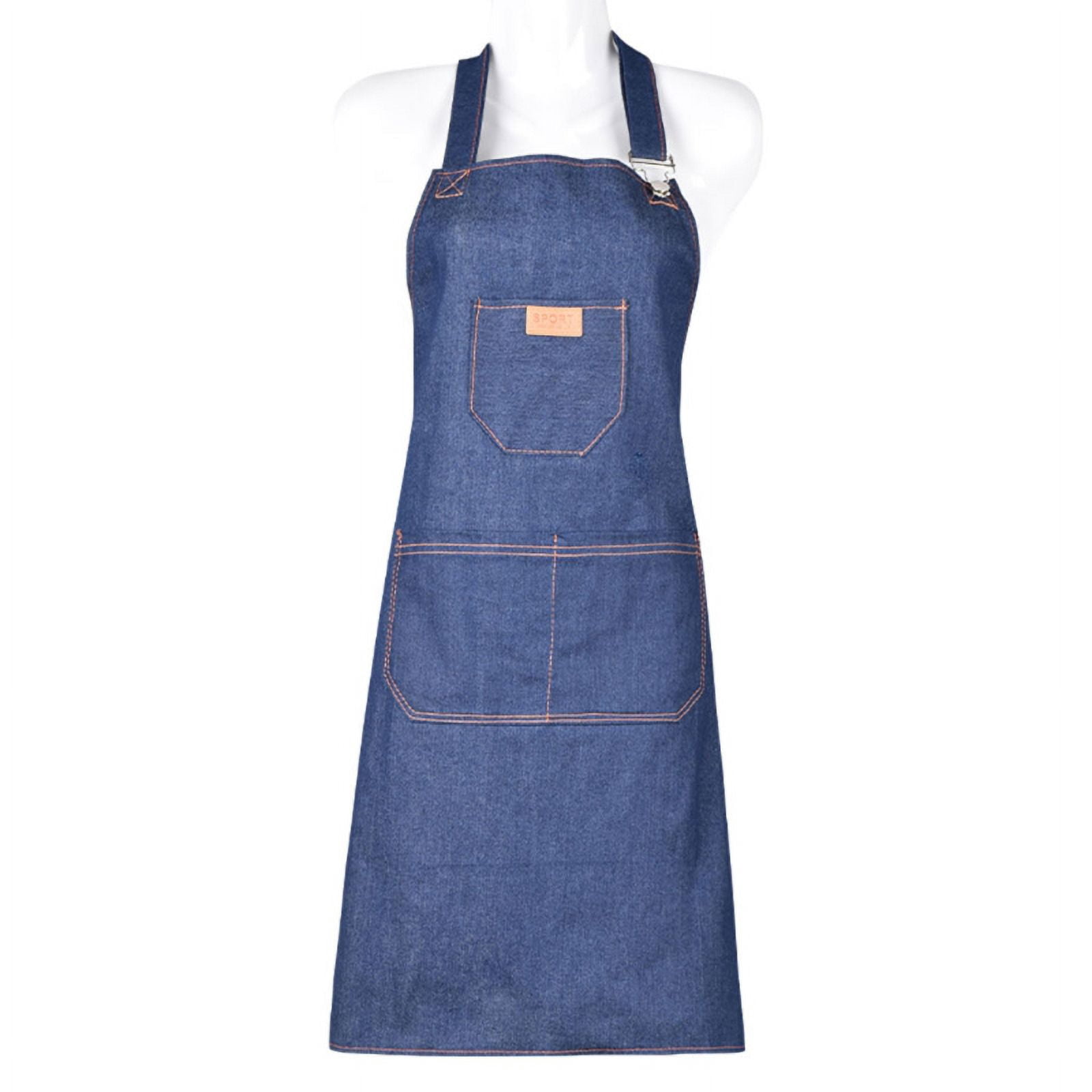 ROZYARD Adjustable Denim Apron with Multi Pockets Unisex Long Bib ...