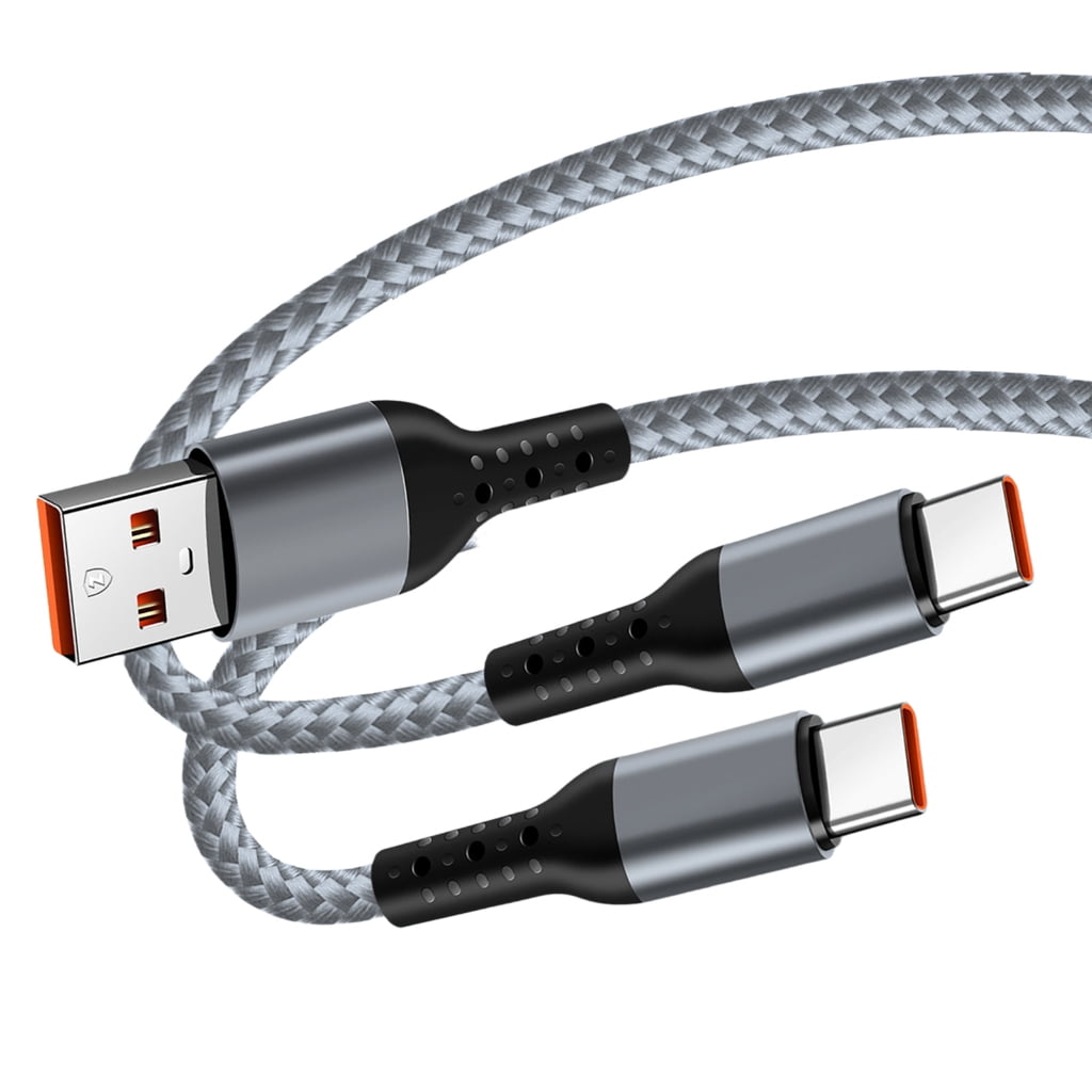 ROZYARD Braided Type C Splitter Cable 66W Fast Charge Double Port ...