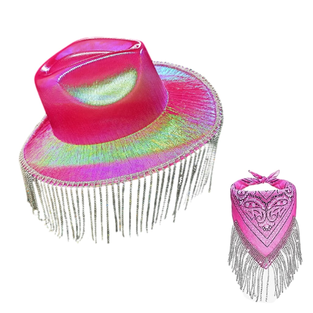 ROZYARD Elegant Cowboy Hat and Kerchief Set Cowgirl Costume Wide Brim ...