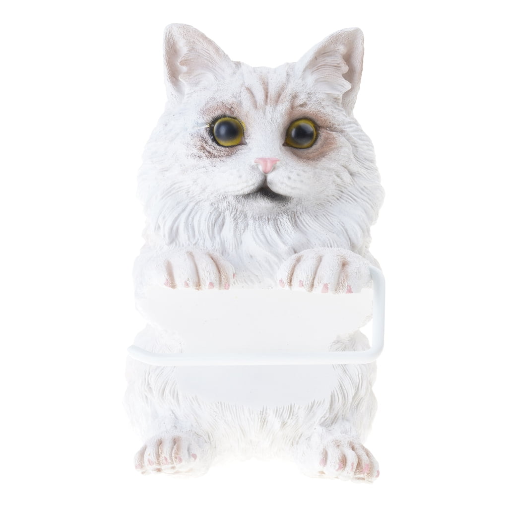 Feline Wall Mounts Toilet Paper Holder Bathroom Storage Container Easy ...