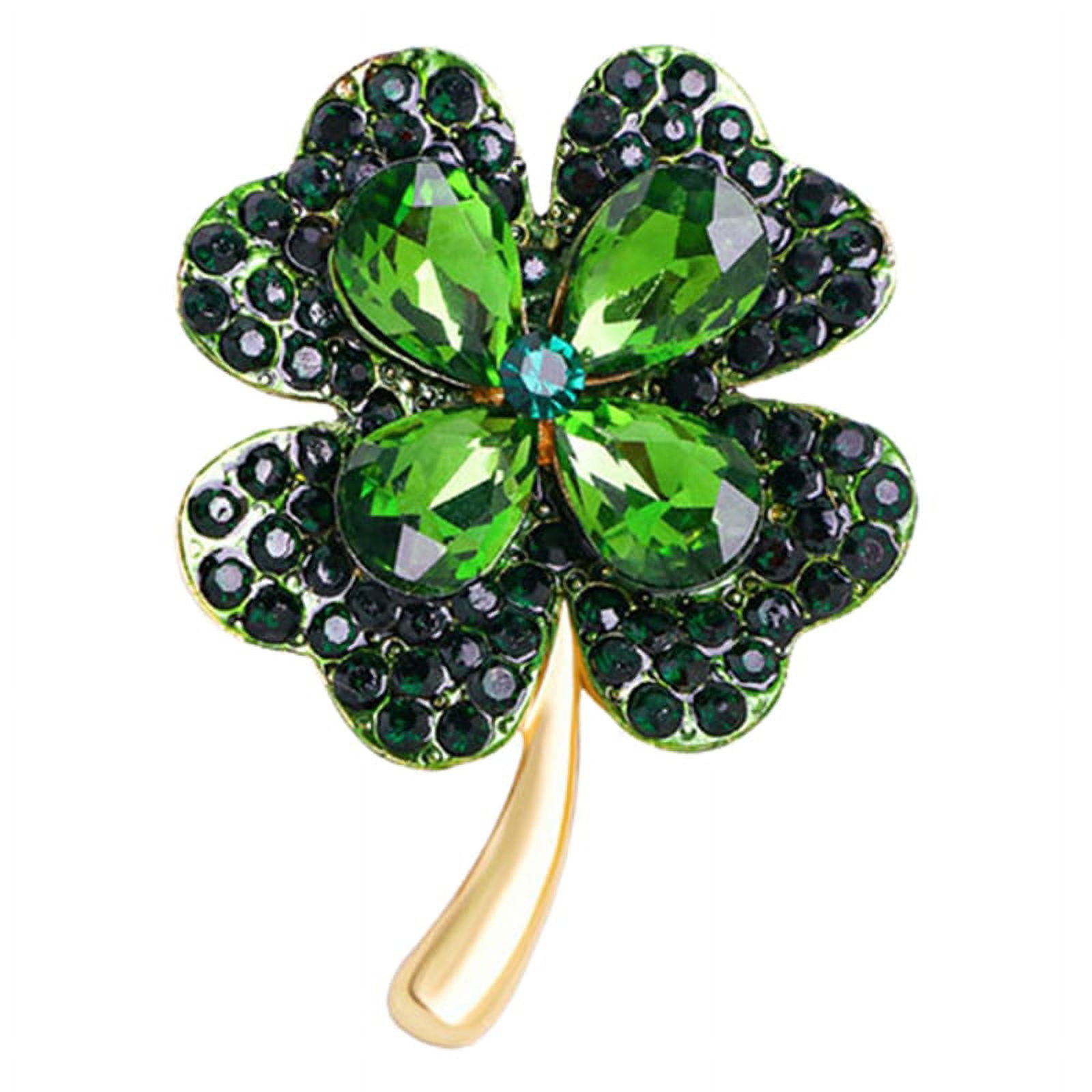 ROZYARD Green Red Brooch Four Leaf Clover Brooch Lapel Pin for Clothes ...