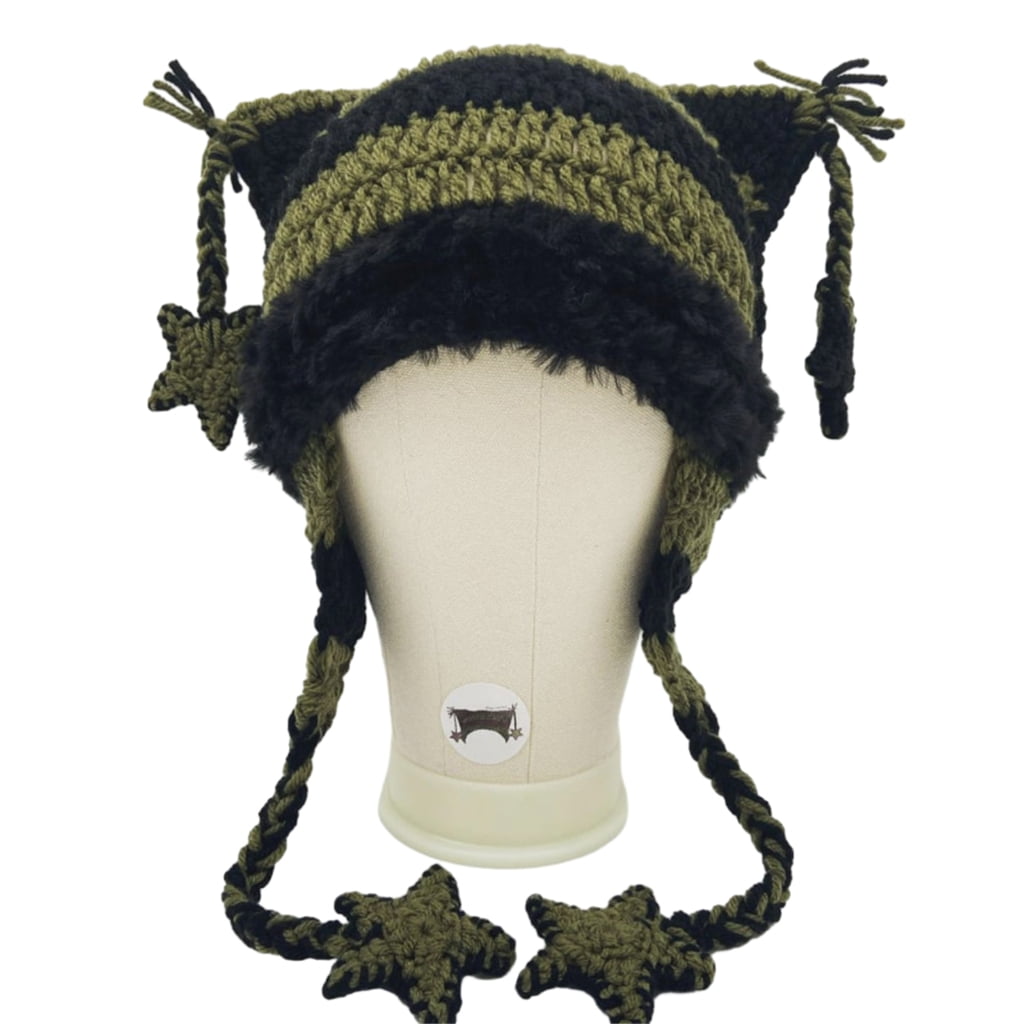 ROZYARD Handmade Cat Ear Shape Hat Knit Winter Windproof Hat with ...