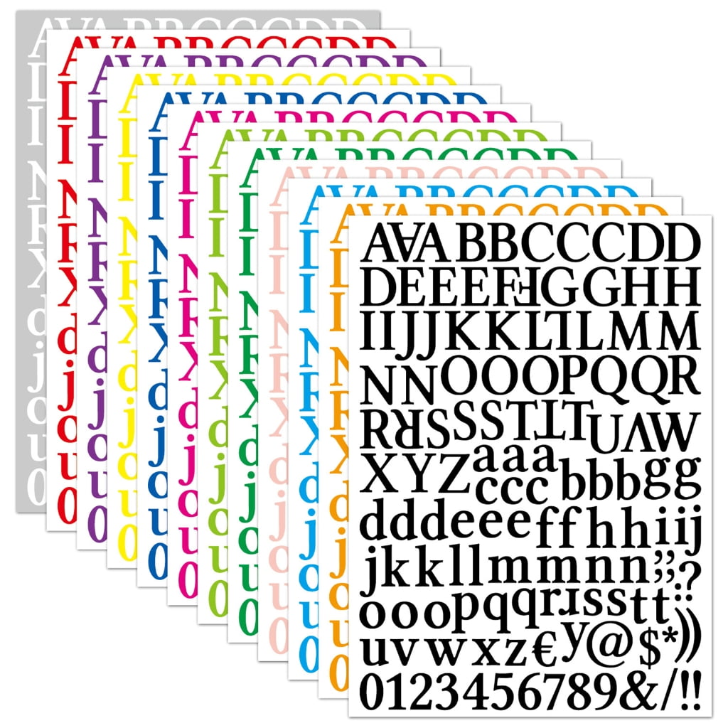 ROZYARD Letter Stickers, 12 Sheets Colored Alphabets Stickers Auto ...
