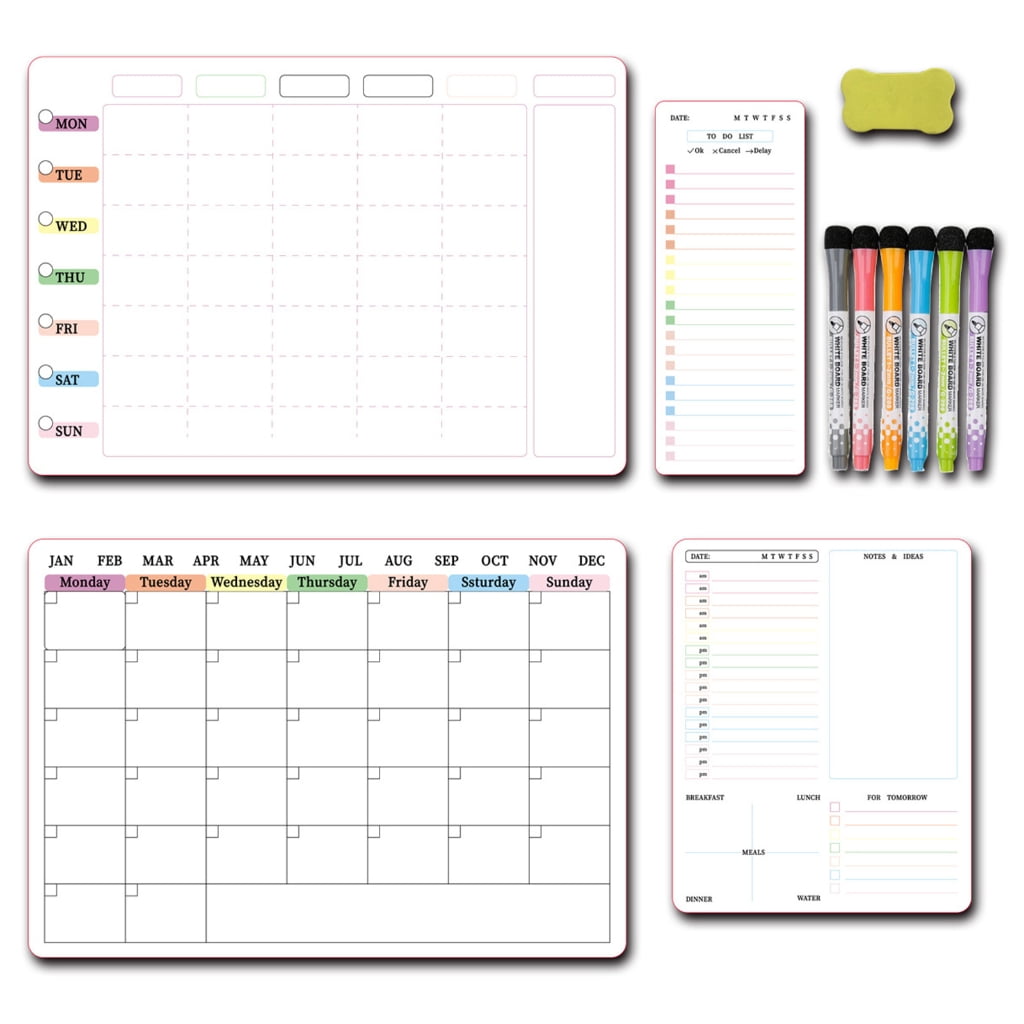 ROZYARD Magnetic Fridge Calendar Whiteboard Weekly Monthly Fridge ...