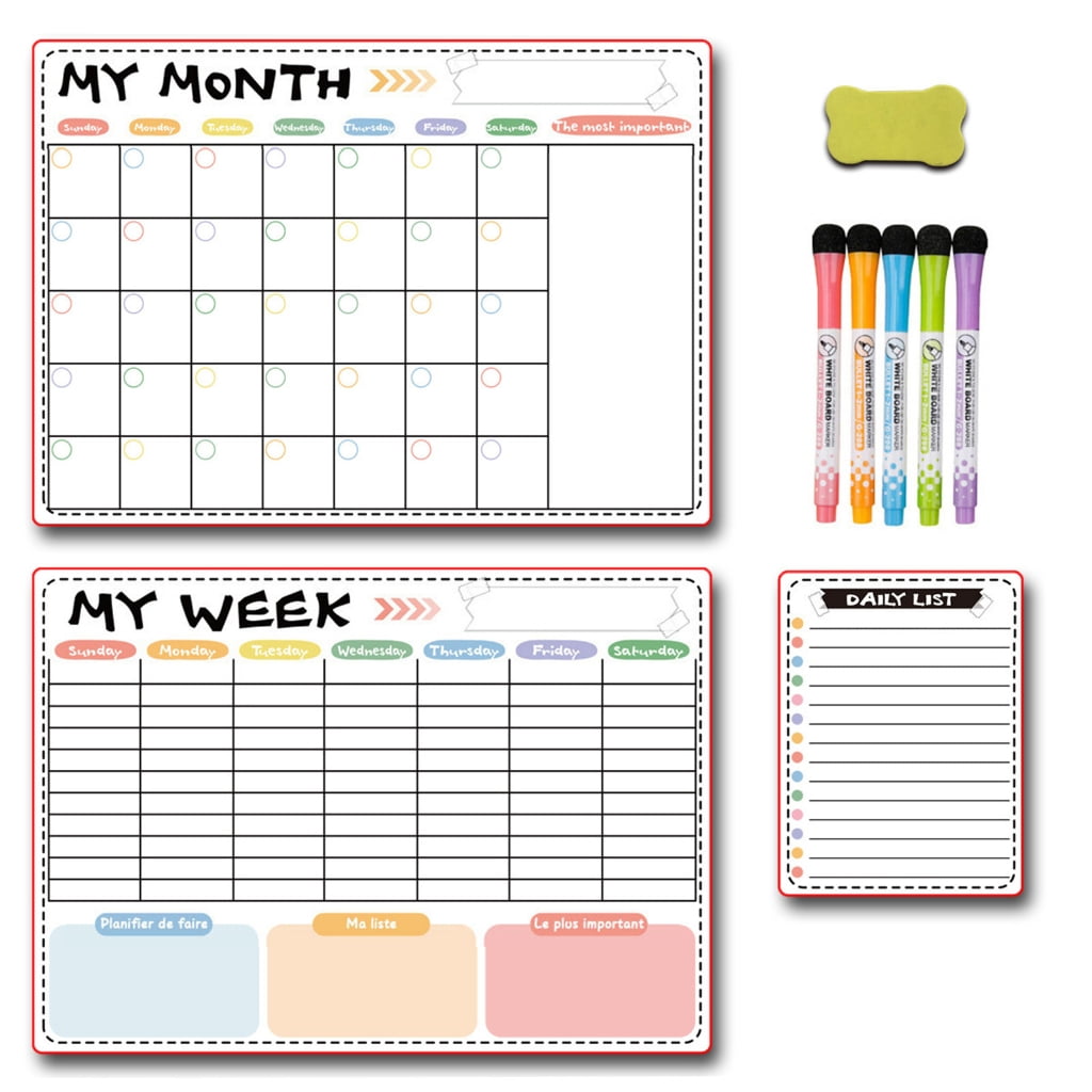 ROZYARD Magnetic Fridge Calendar Whiteboard Weekly Monthly Fridge ...