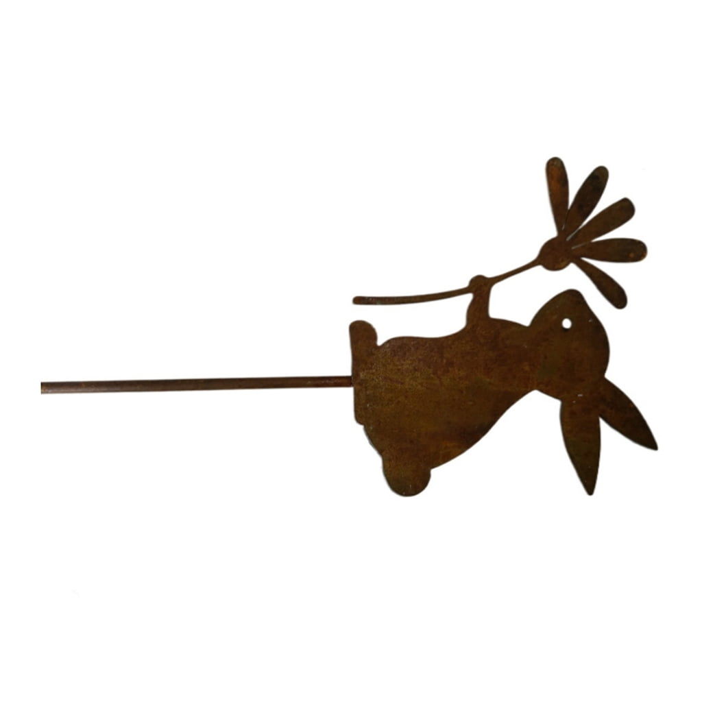 ROZYARD Metal Easter Rabbit Garden Stakes Outdoor Easter Metal Happy ...