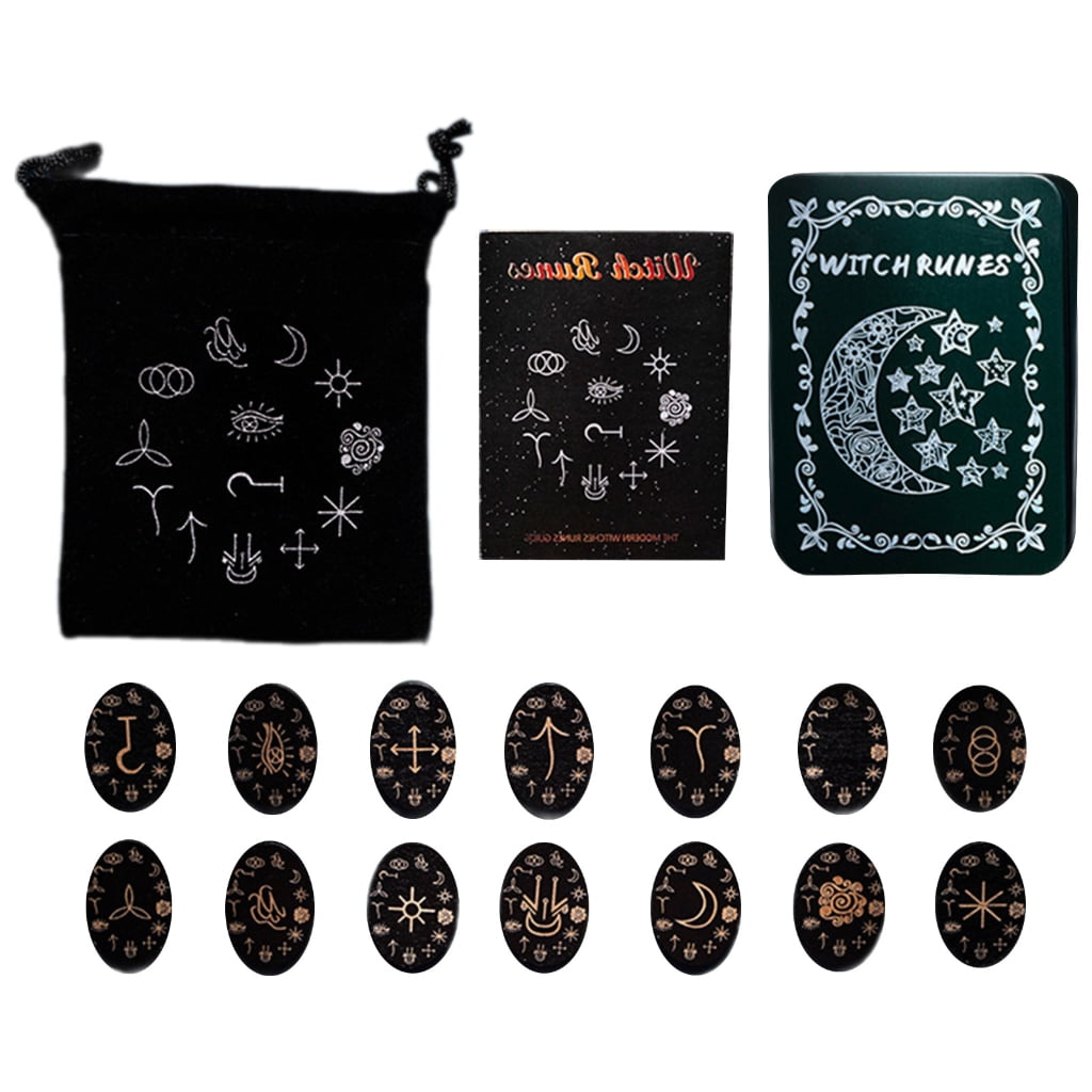 ROZYARD Nordics Handmade Woodcut Runes Stones with Runes Storage Box ...