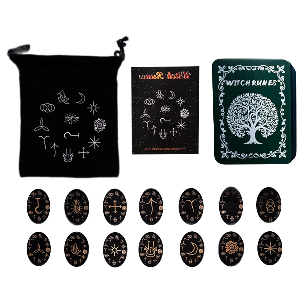 ROZYARD Nordics Handmade Woodcut Runes Stones with Runes Storage Box ...
