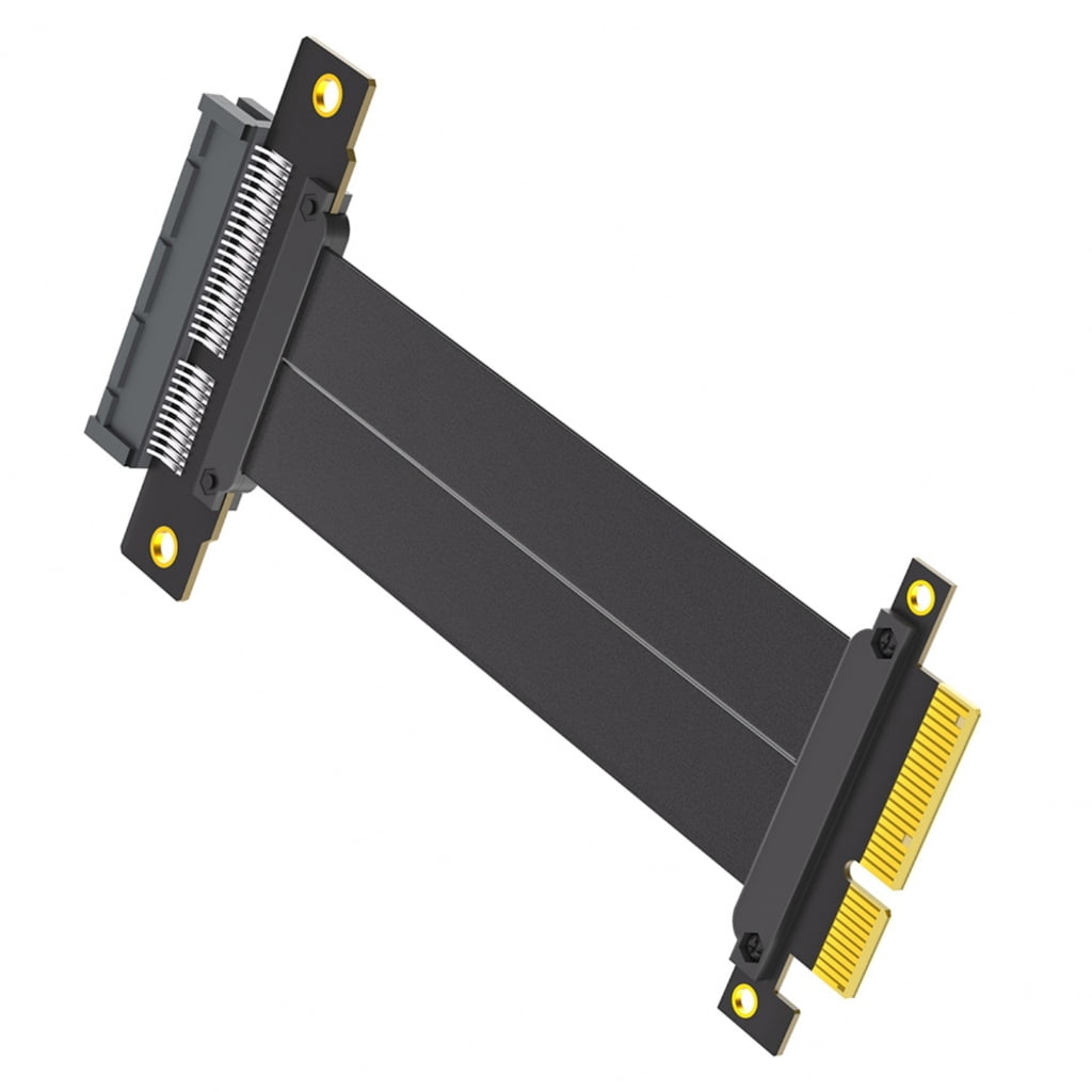 ROZYARD PCIE4.0 4X GPU Risers Cable 180 Degree to 180 Degree Angle Ribbon Extender Card Adapter ...