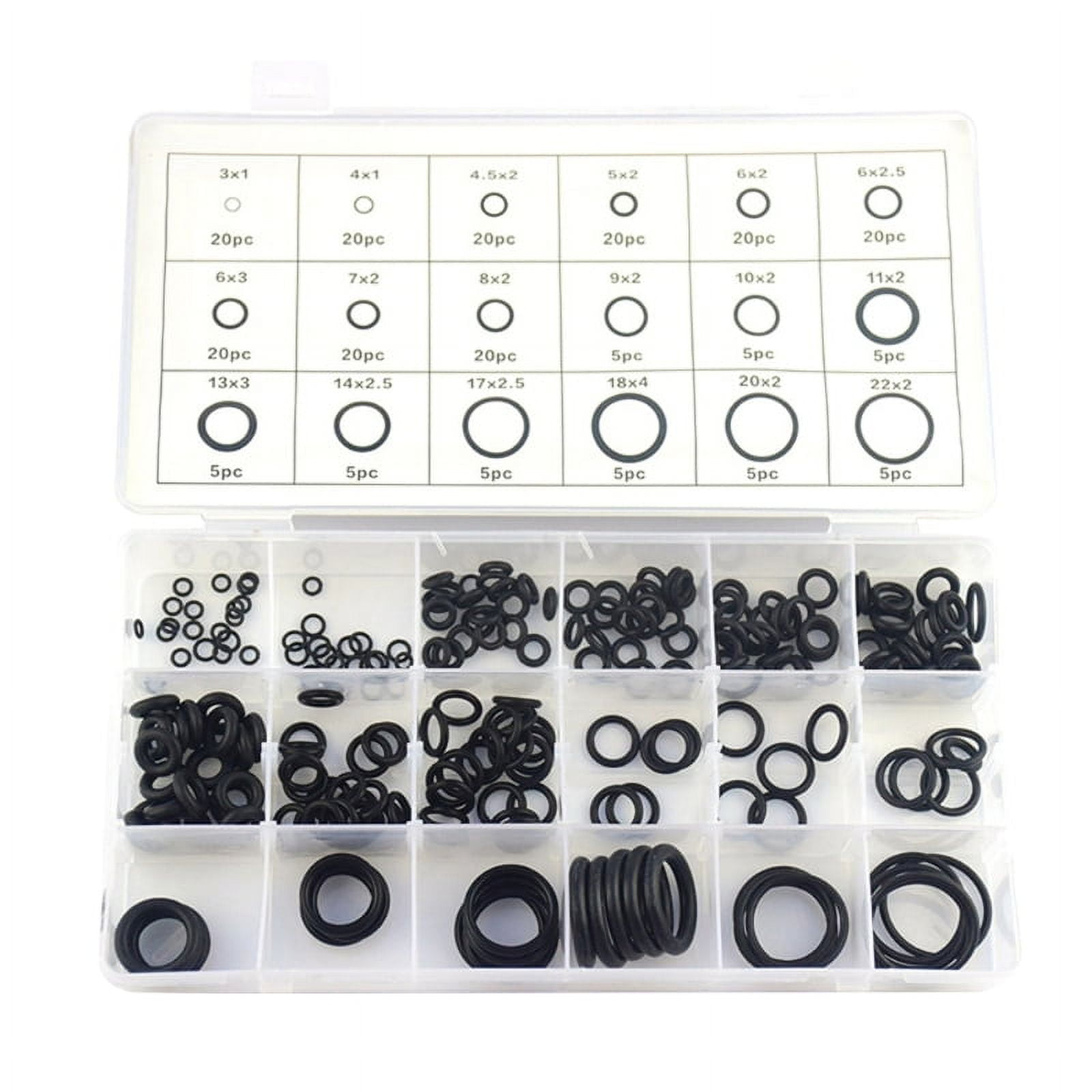 ROZYARD Pack of 225 Black Rubber O Rings Assortment Set Gaskets Sealing ...