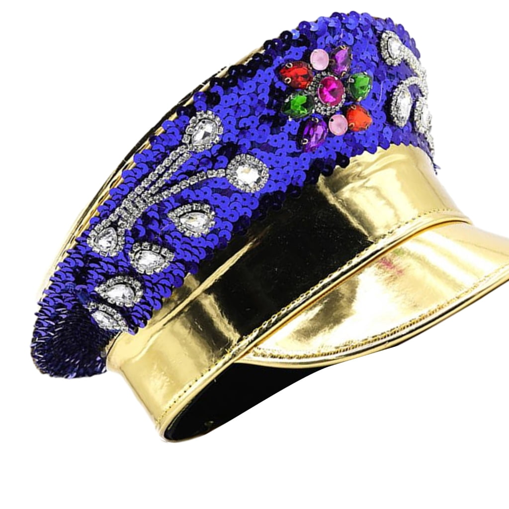 ROZYARD Rhinestones Fedora Hat Glittering Flat Top Hat Bridal Shower ...