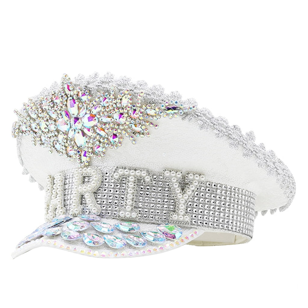 ROZYARD Silver Captain Cap for Wedding Fashion Wide Brim Hat Carnival ...