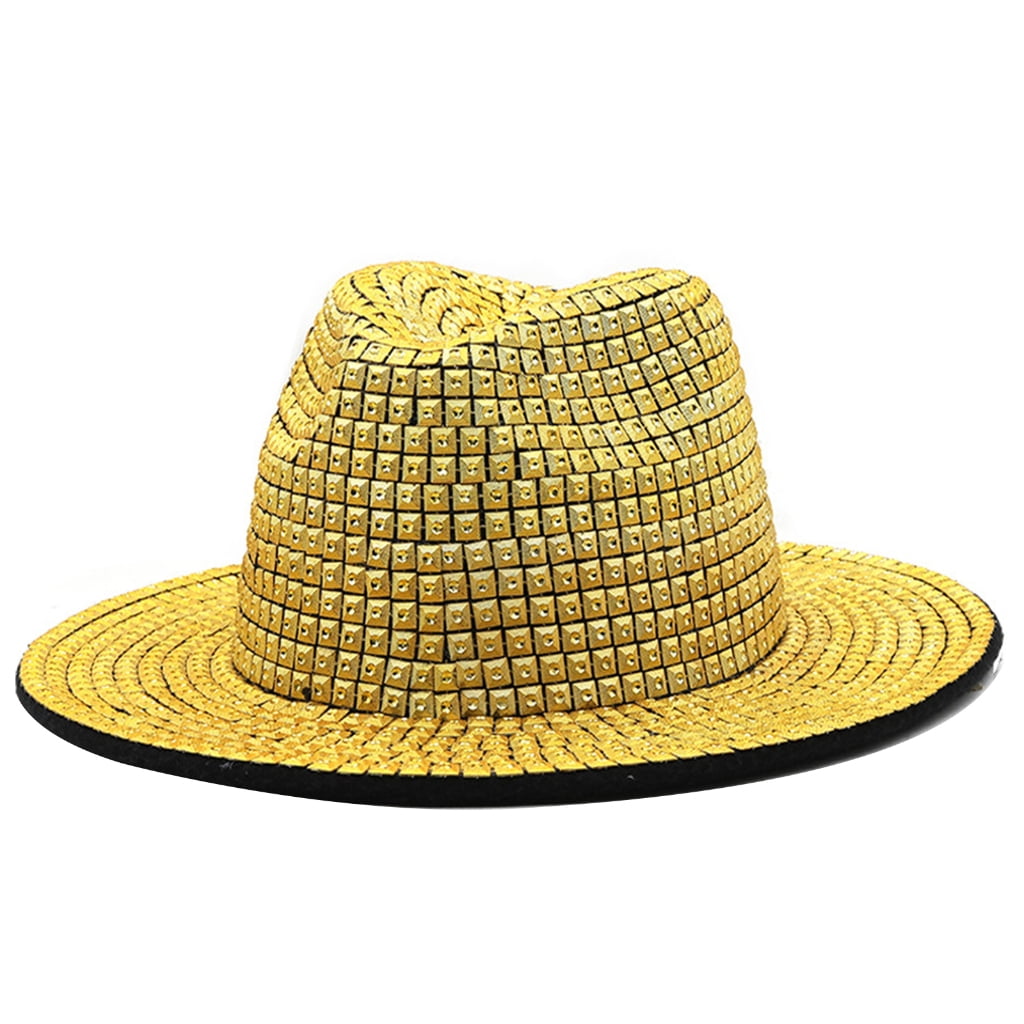 ROZYARD Sparkly Rivets Panama Hat Reflective Top Hat for Bachelorette ...