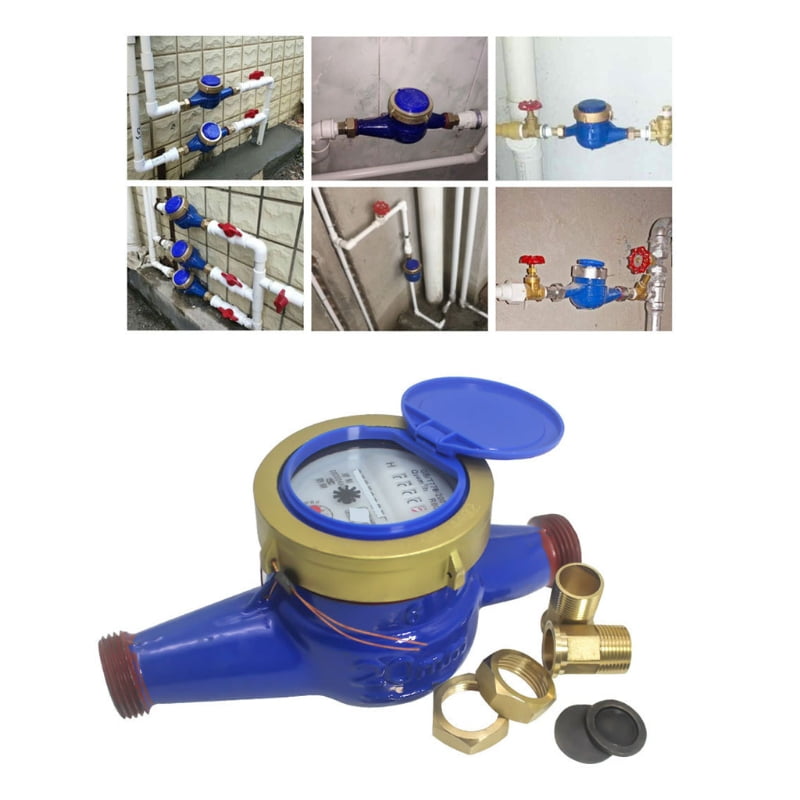 ROZYARD Water Meter Heavy Duty Metal Flow Measure Tap Cold Water Meter ...