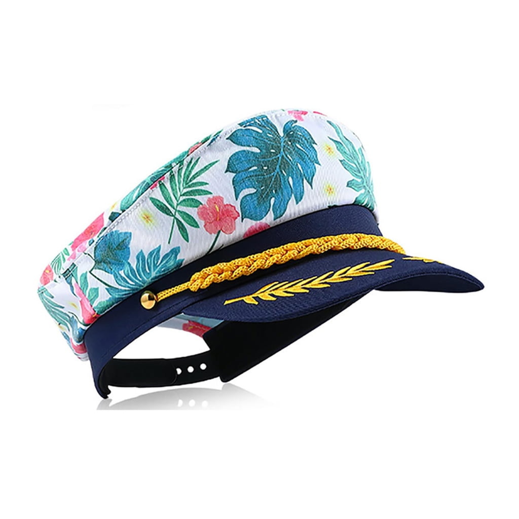 ROZYARD Women Print Marine Hat Unisex Pretend Play Captain Hat Family ...