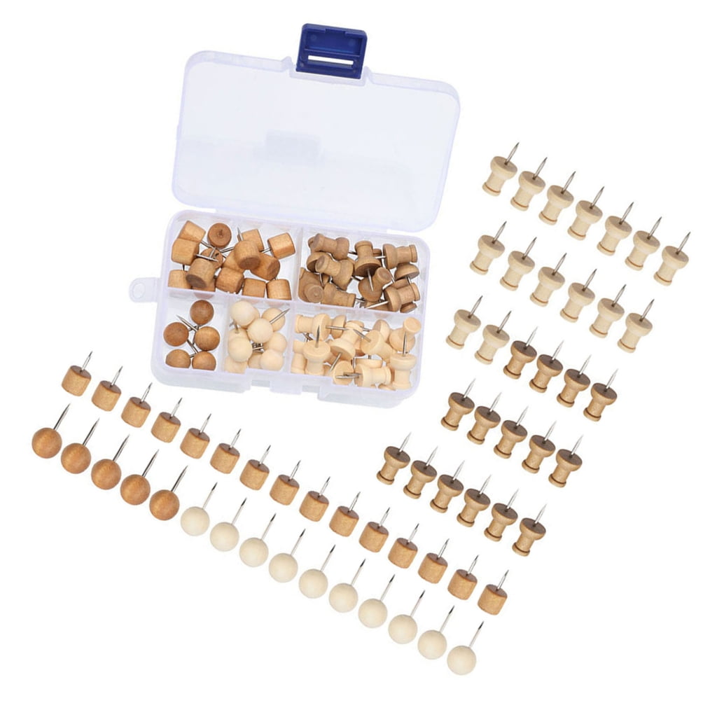 ROZYARD Wood Push Pins Map Tacks Wood Thumb Tacks for Bulletin Boards ...