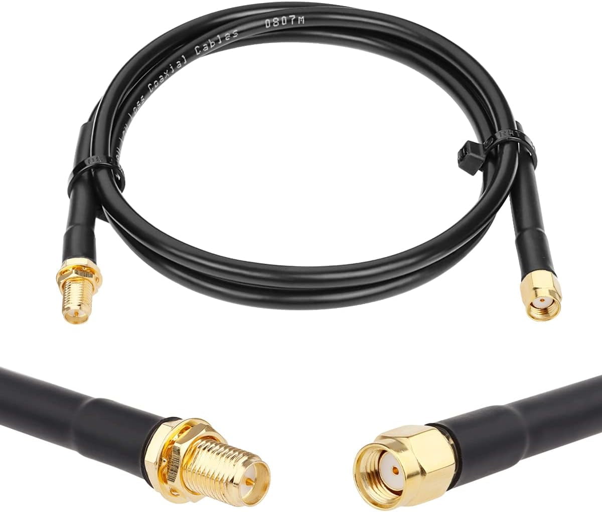RP-SMA Male to RP-SMA Female Coax Cable, 3ft Low Loss RG58 RP-SMA WiFi ...
