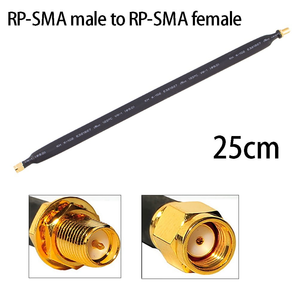 RP-SMA male to RP-SMA female 1-pack flat coaxial extension pigtail 25cm ...
