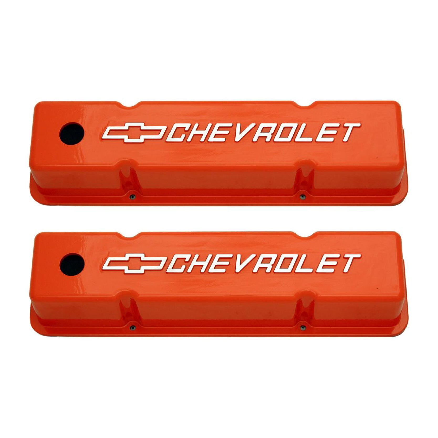 RPC R7618 SB Chevy Cast Aluminum Valve Covers w/ Chevy Logo - Orange ...