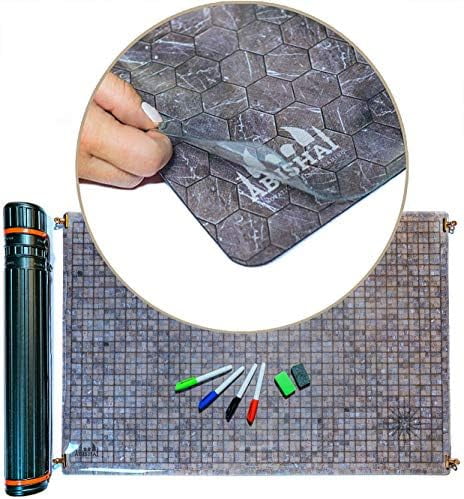 RPG Battle Grid Mat Cobblestone - 24" x 36" Double Sided Neoprene Mat ...