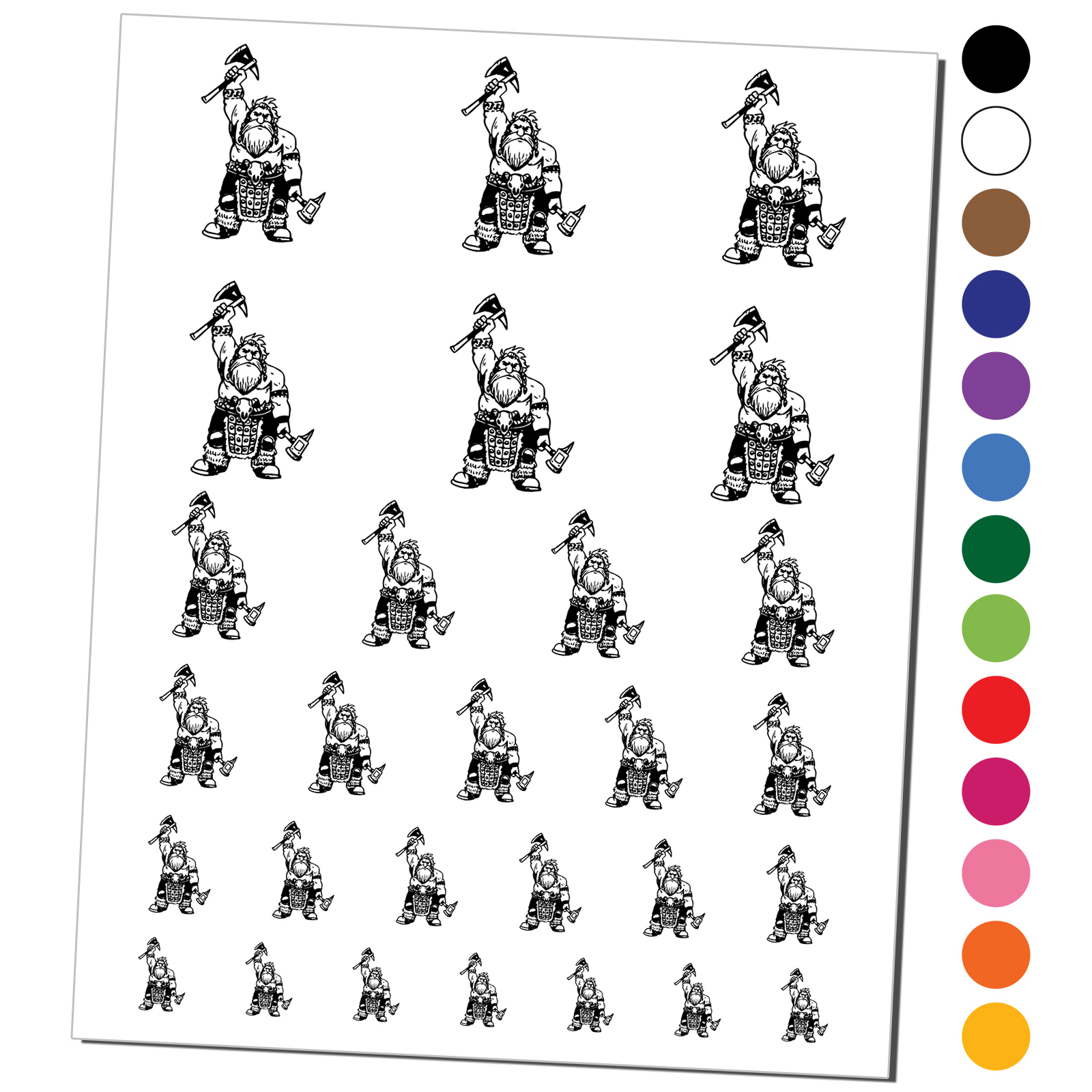 RPG Class Barbarian Dwarf Berserker Water Resistant Temporary Tattoo ...